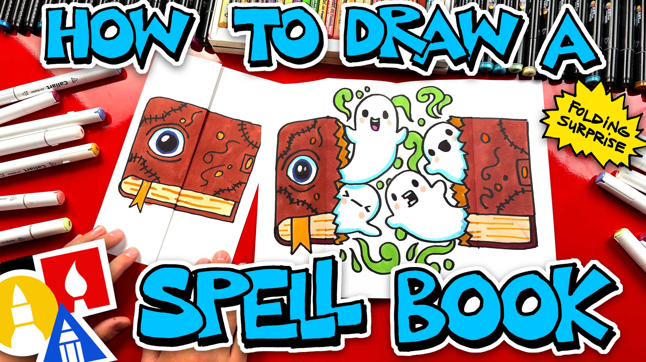 How To Draw A Spooky Spell Book Folding Surprise - Art For Kids Hub