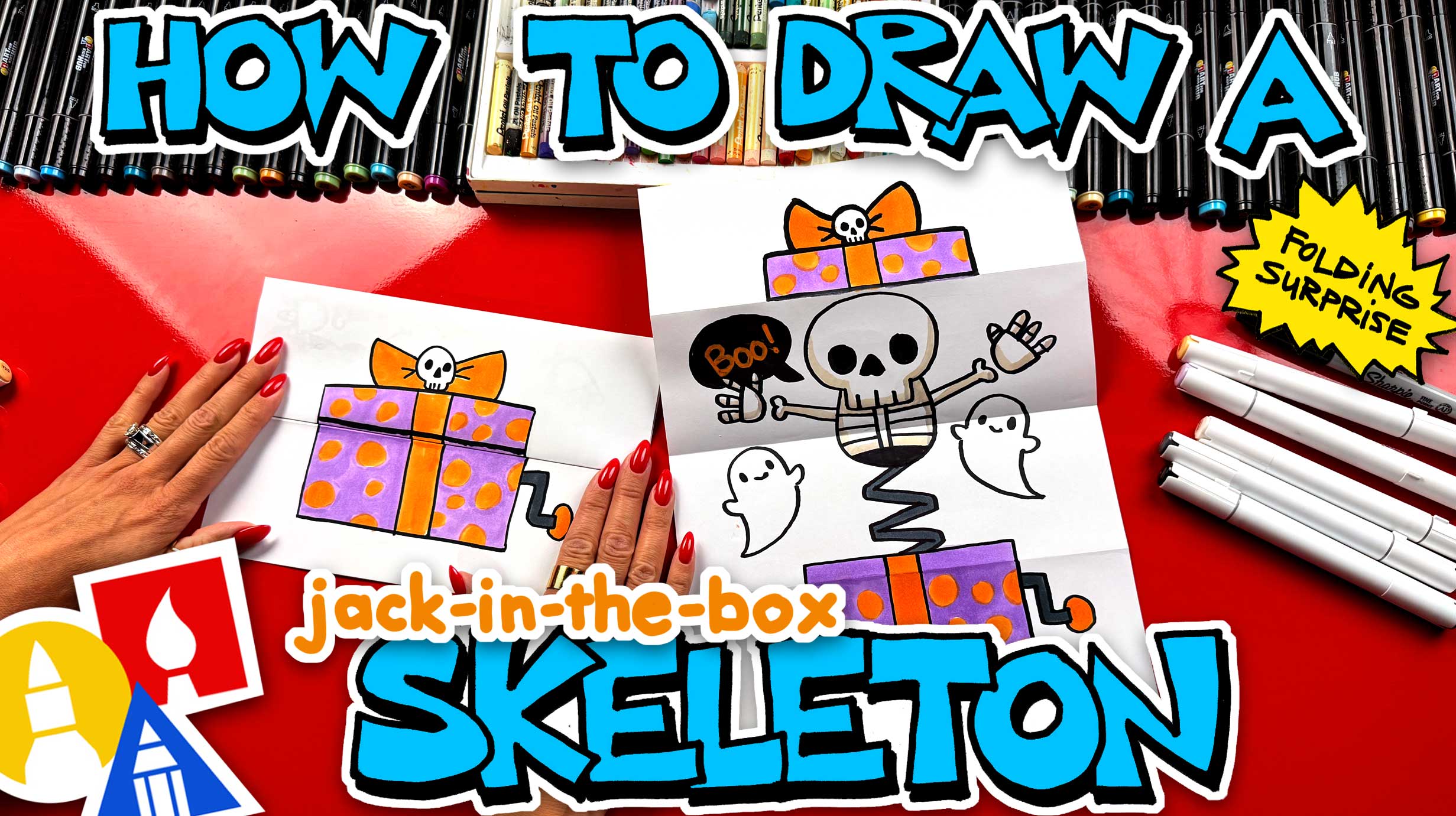 How To Draw A Spooky Skeleton Jack-In-The-Box Folding Surprise - Art ...