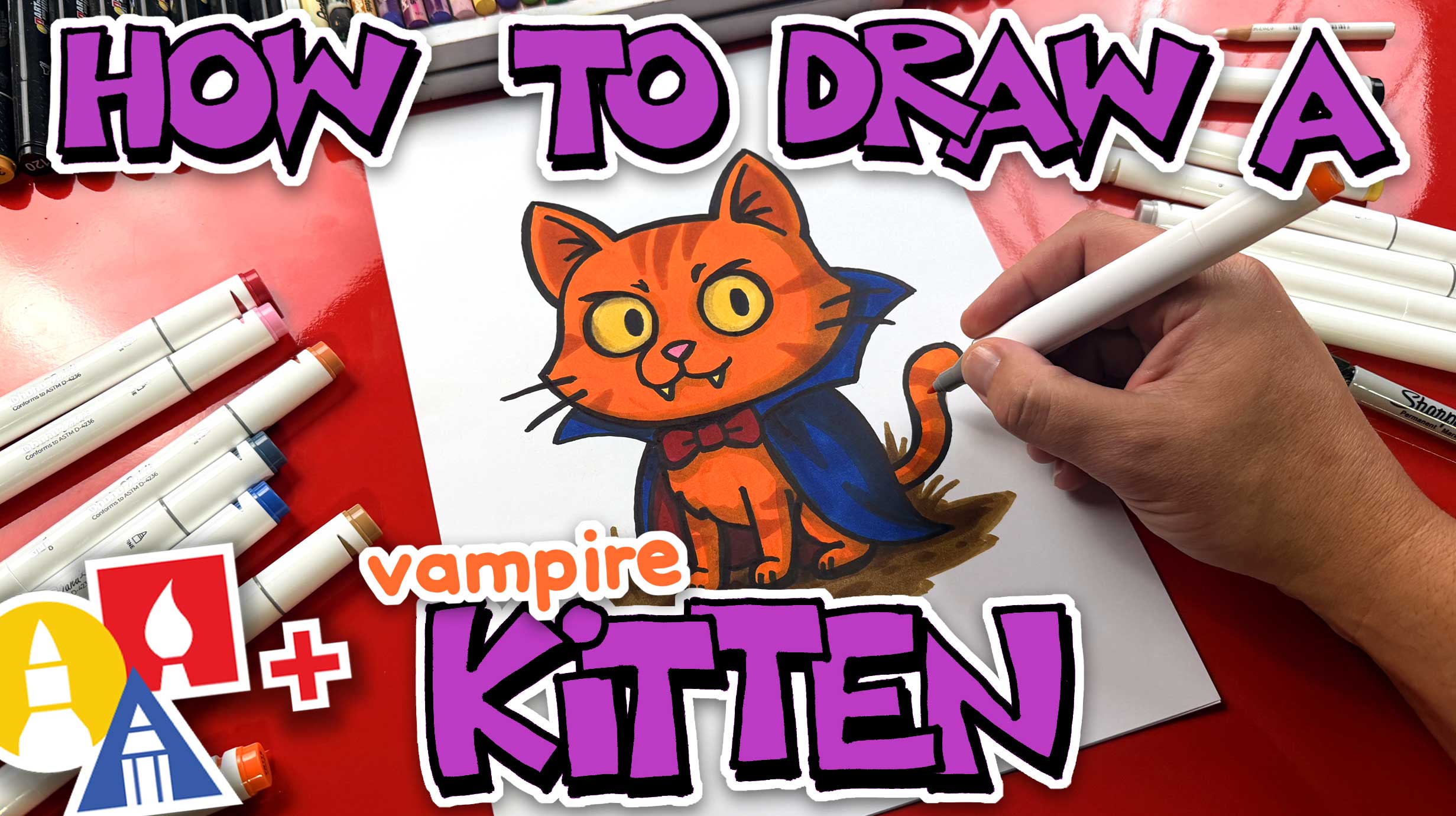 How To Draw A Vampire Kitten - Art For Kids Hub