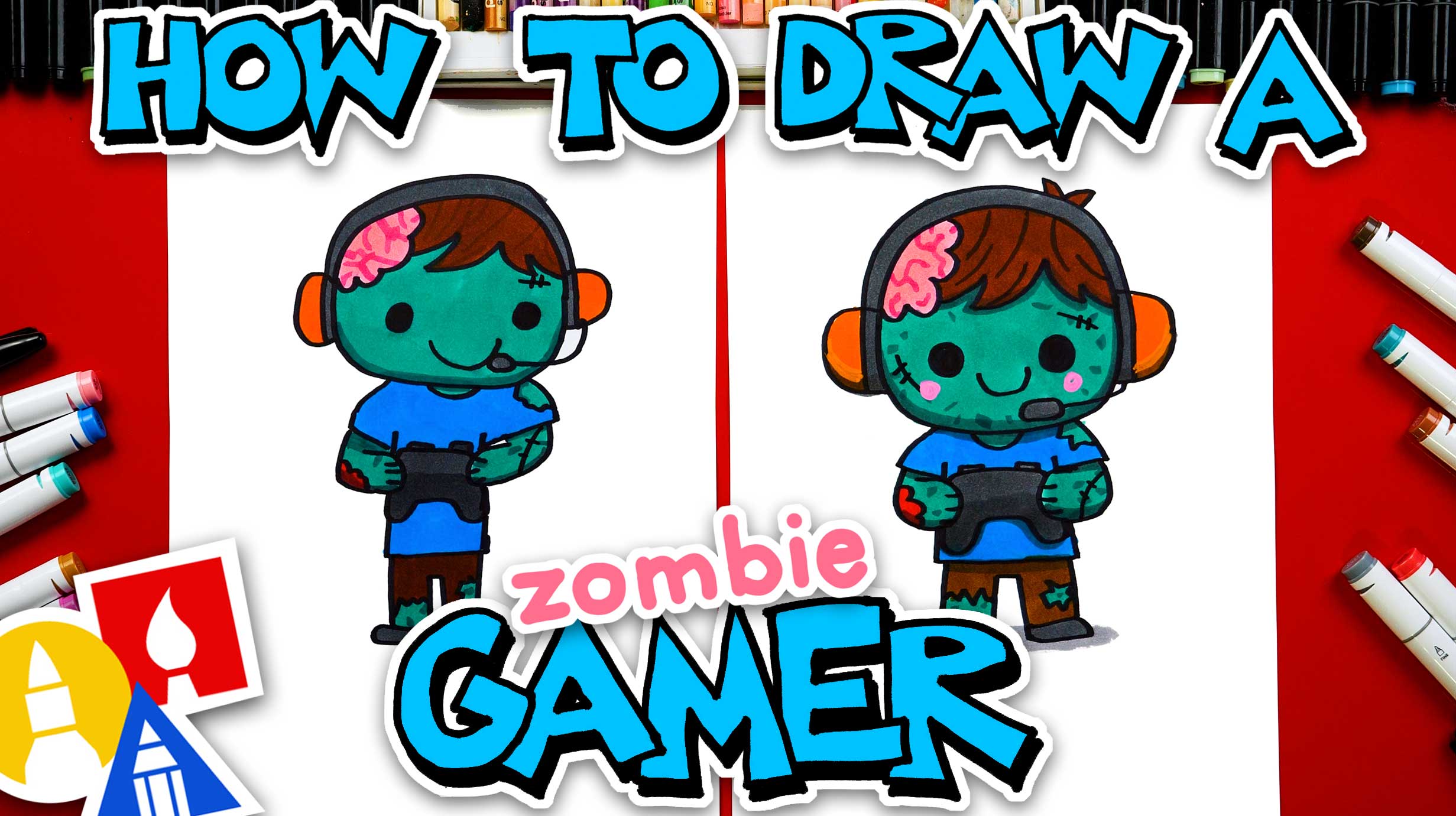 How To Draw A Zombie Gamer - Art For Kids Hub