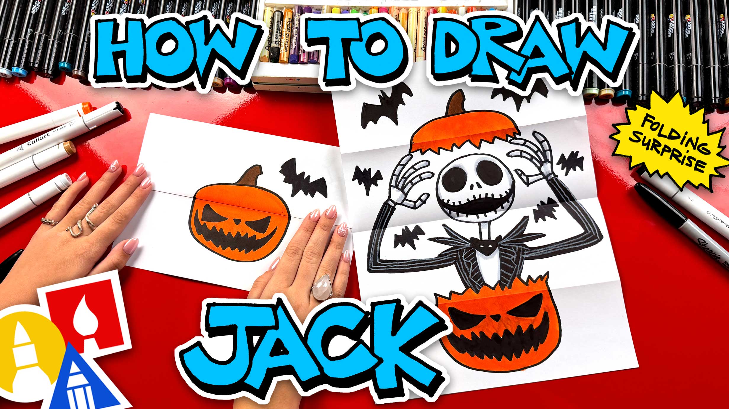 How To Draw Jack Skellington Popping Out Of A Pumpkin - Art For Kids Hub