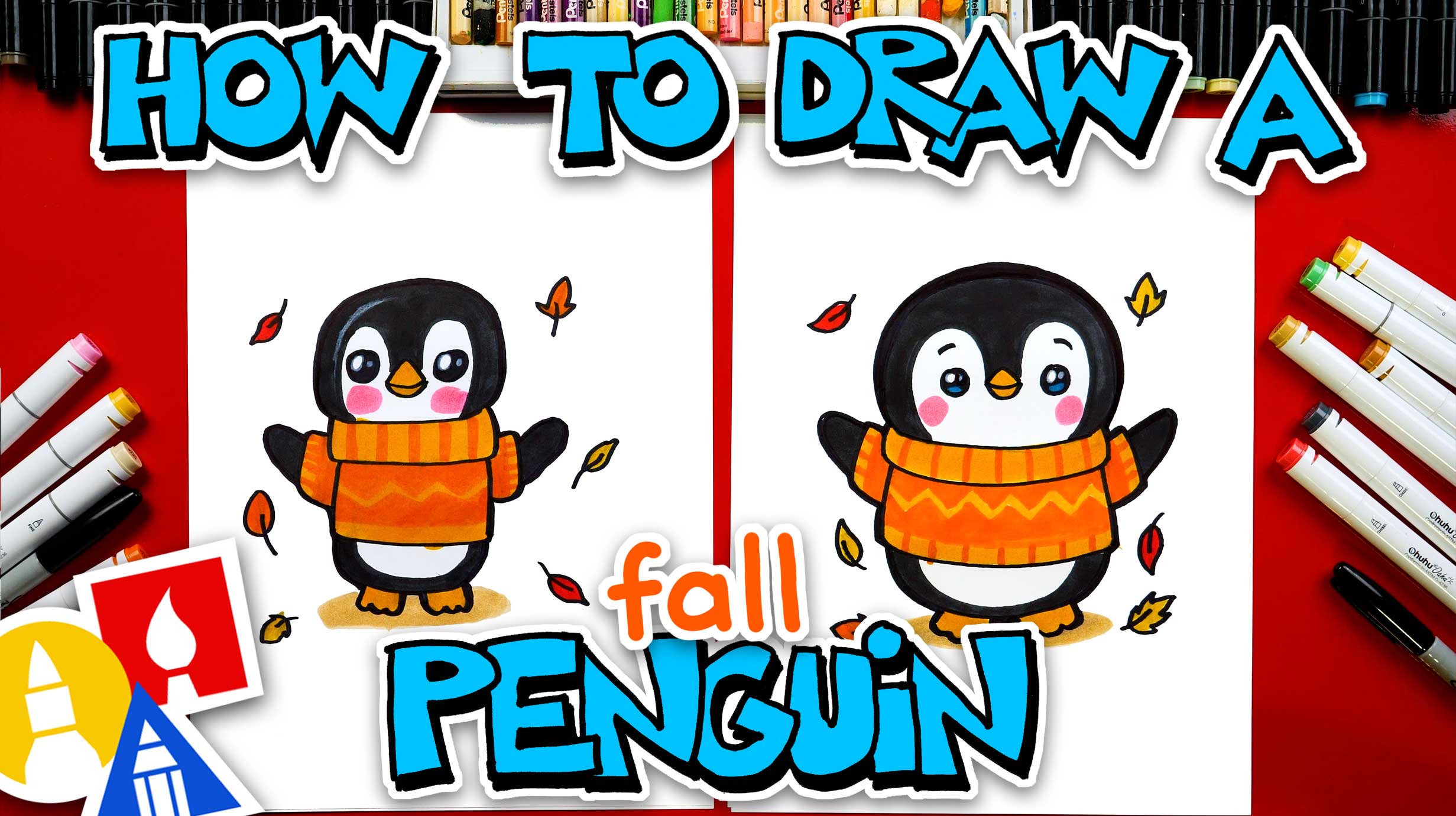 How To Draw A Fall Penguin - Art For Kids Hub — Free Drawing Lessons ...