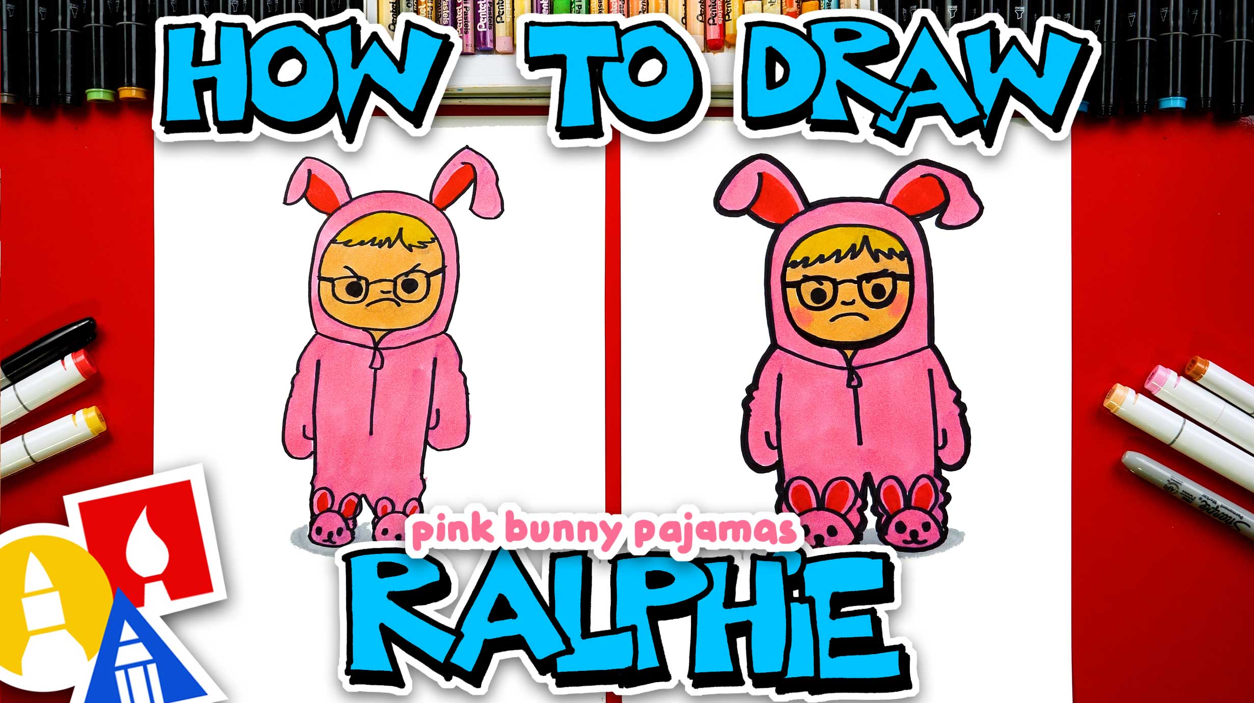 How To Draw Ralphie In Pink Bunny Pajamas - Art For Kids Hub