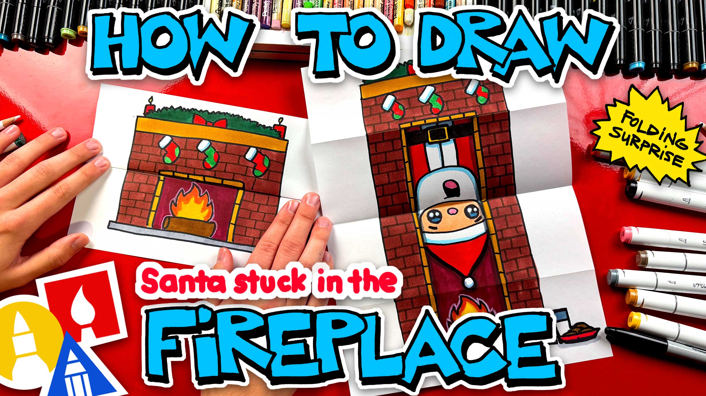 How To Draw Santa Stuck In The Fireplace - Art For Kids Hub — Free ...