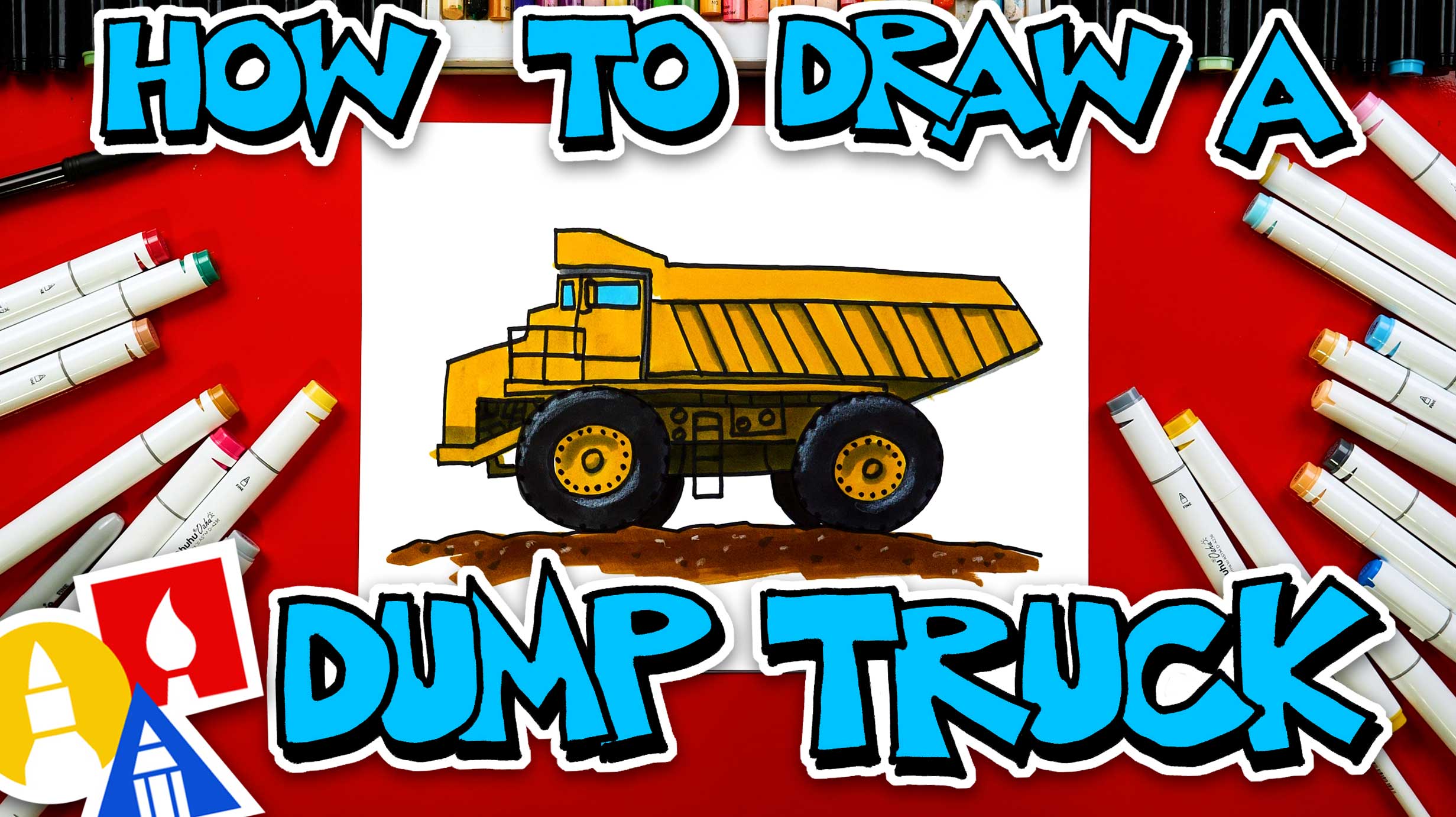 How To Draw A Cool Dump Truck With Color - Art For Kids Hub