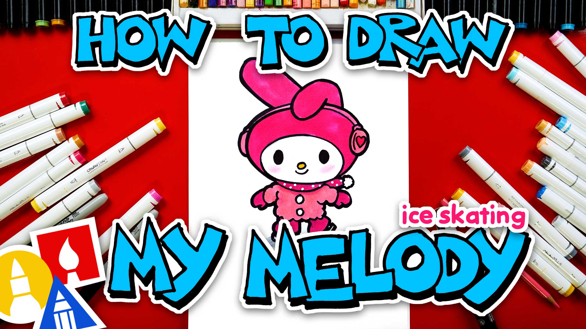 How To Draw My Melody Ice Skating - Art For Kids Hub
