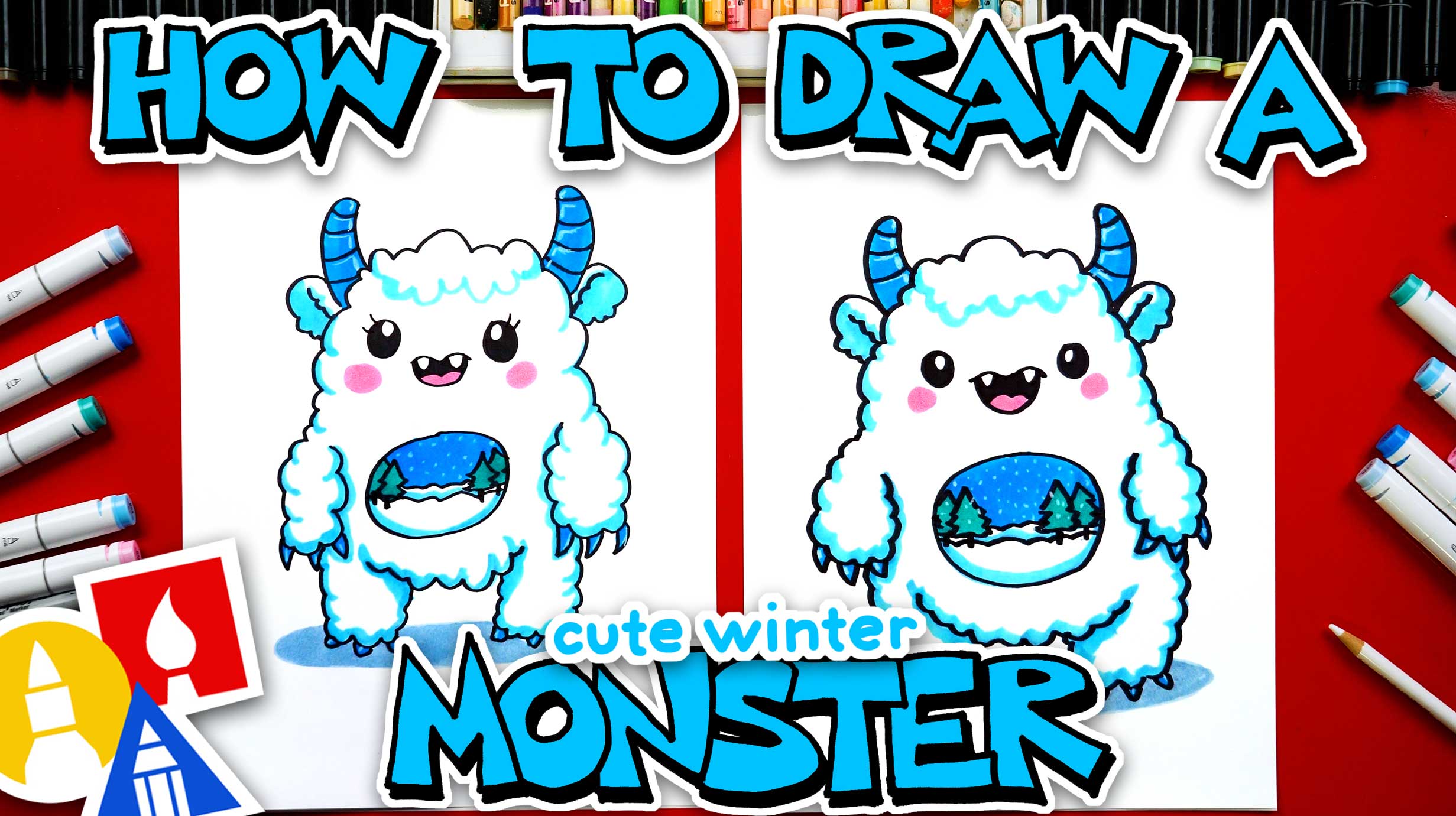 How To Draw A Cute Winter Monster - Art For Kids Hub