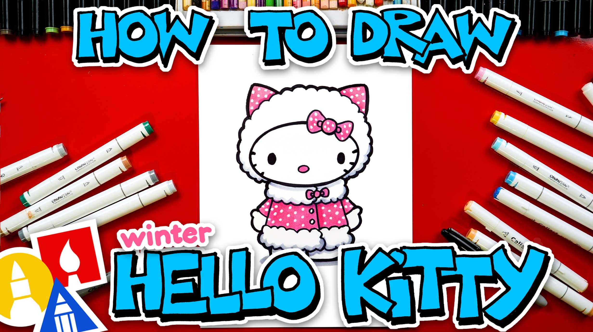 How To Draw Winter Hello Kitty - Art For Kids Hub