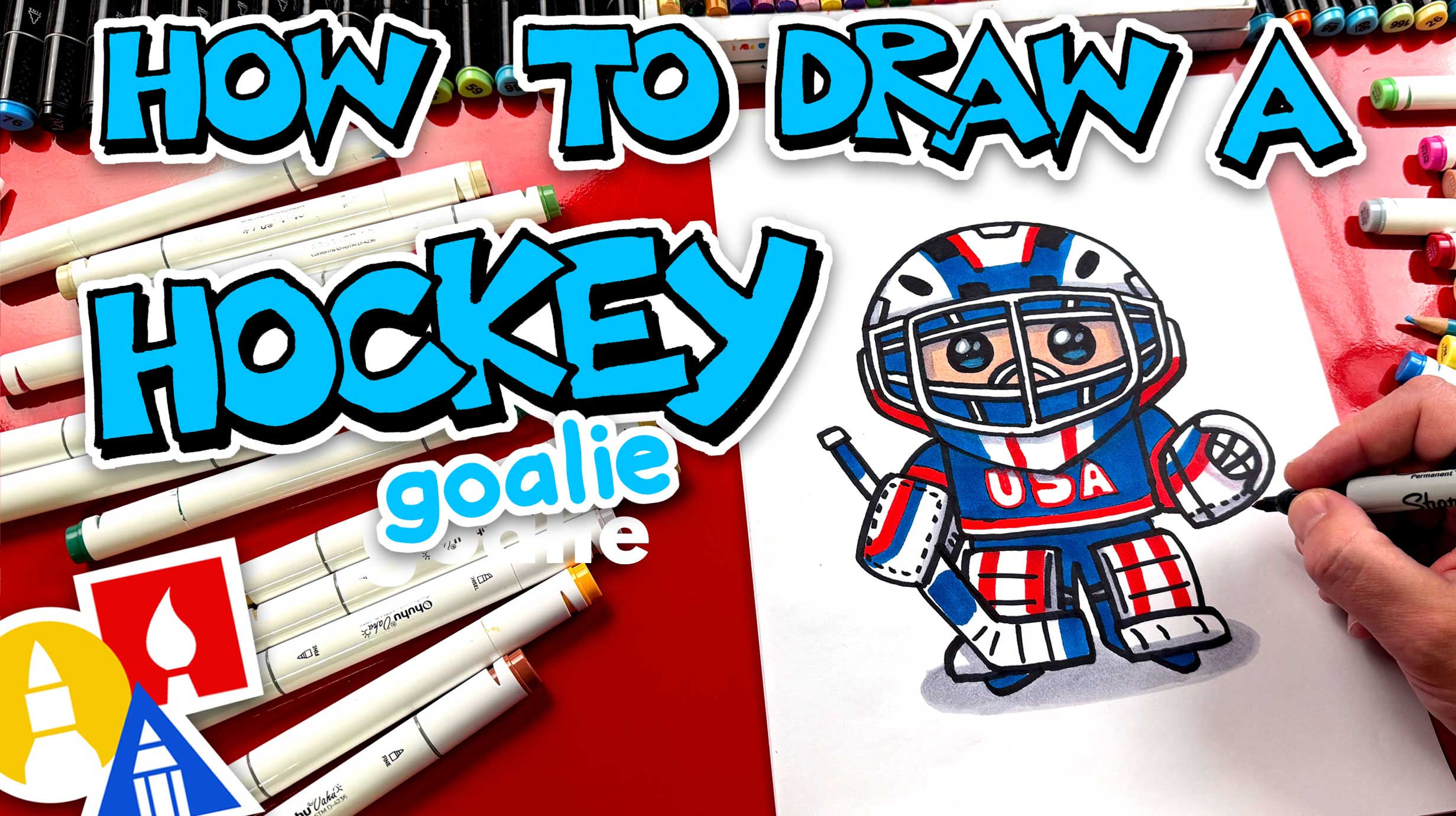 How To Draw An Ice Hockey Goalie - Art For Kids Hub — Free Drawing ...