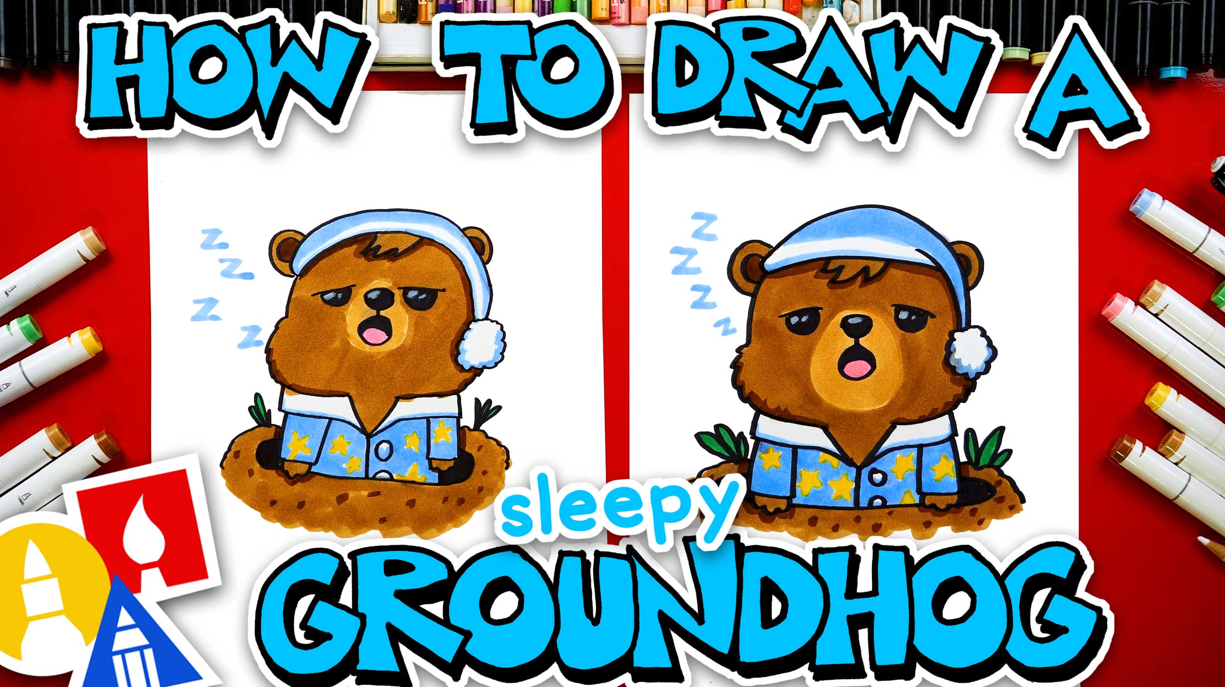 How To Draw A Sleepy Groundhog - Art For Kids Hub — Free Drawing ...