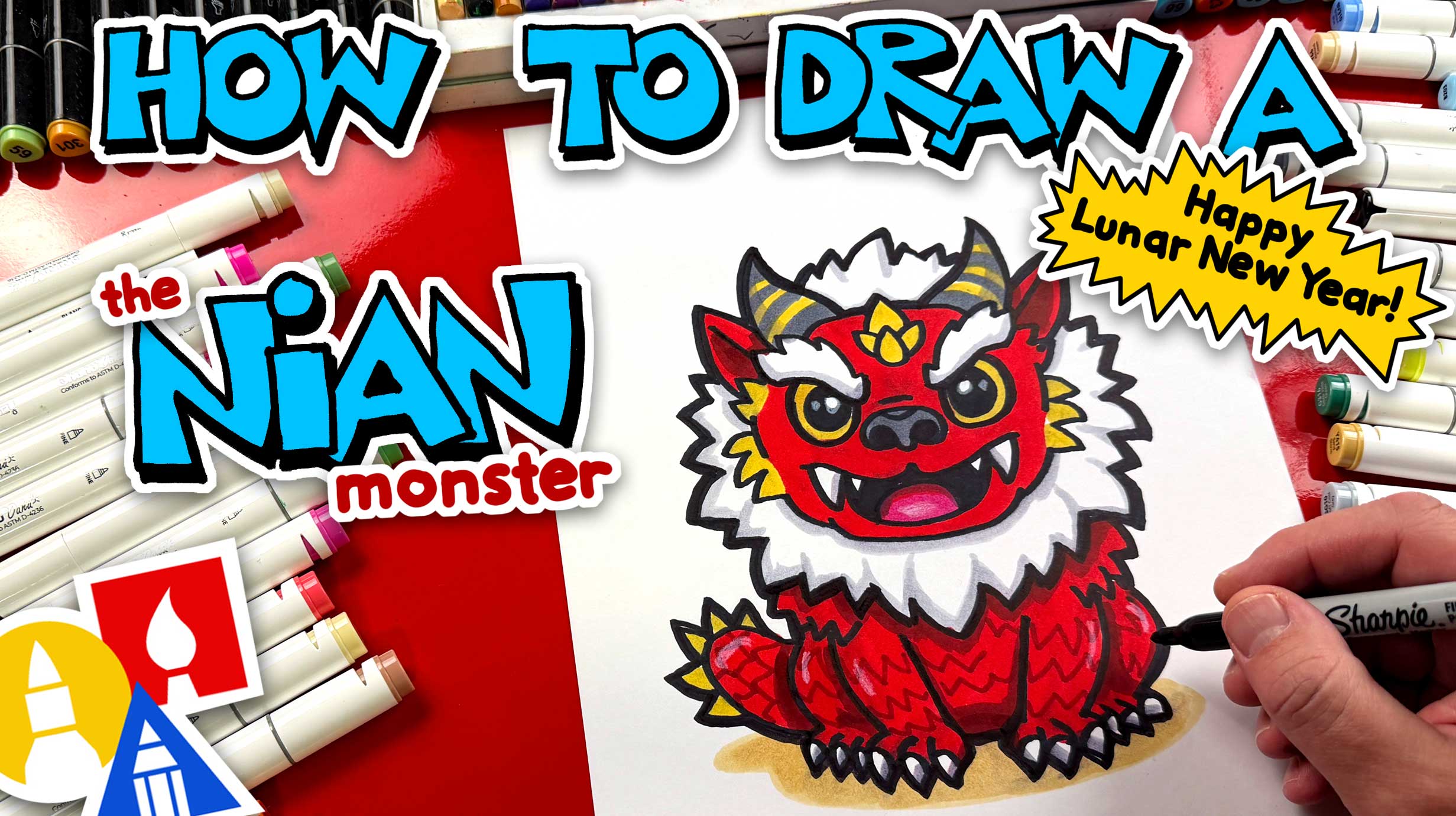 How To Draw Nian Monster - Happy Lunar New Year! - Art For Kids Hub ...