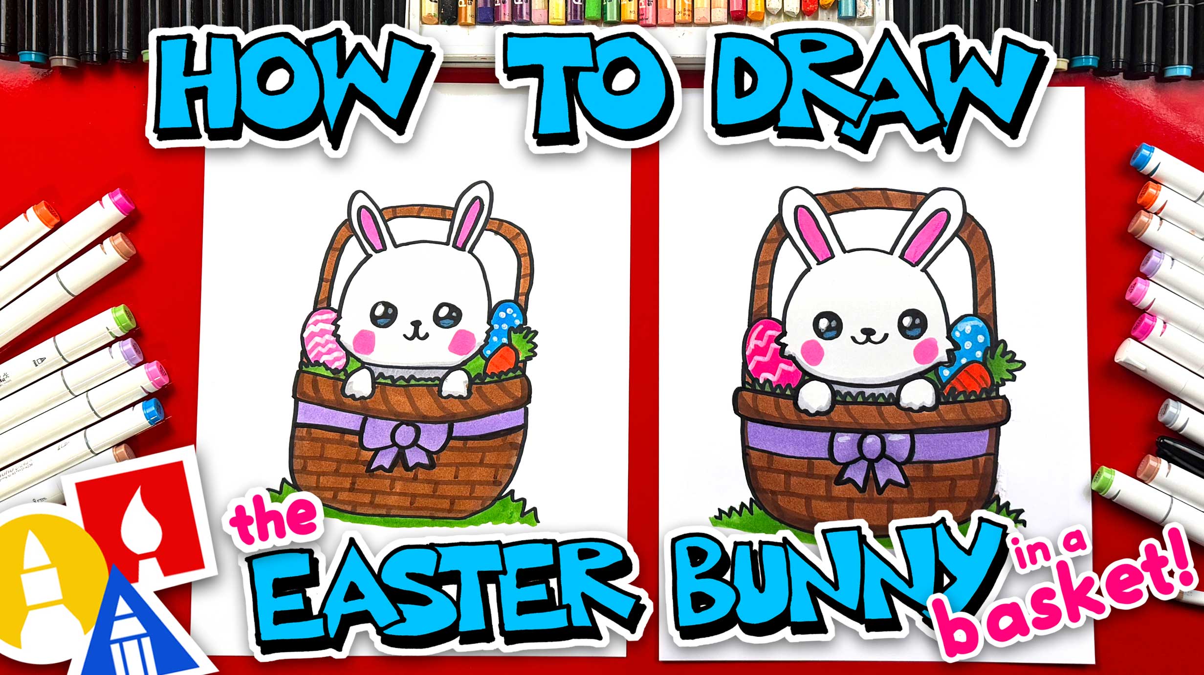 How To Draw The Easter Bunny In A Basket - Art For Kids Hub — Free ...