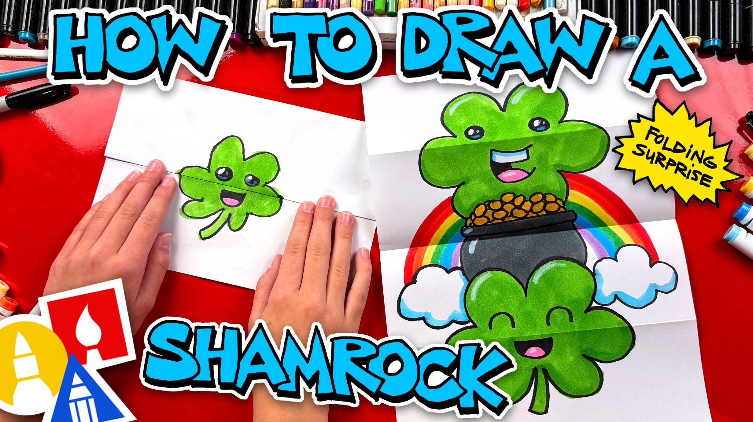 How To Draw A Funny Shamrock Folding Surprise - Art For Kids Hub — Free ...